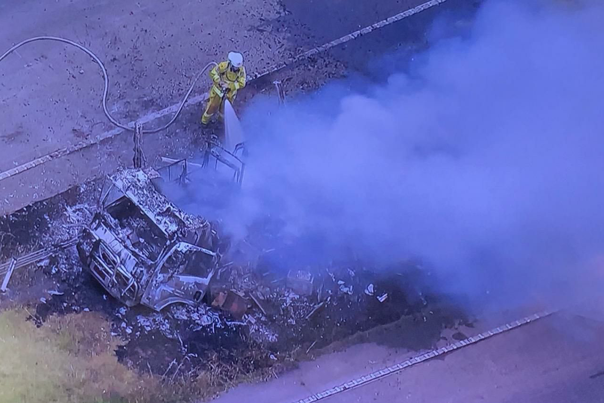 Traffic 'havoc' as firefighters work to extinguish camper van
