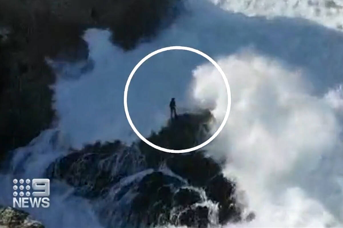 WATCH | Rough waves sweep rock fisherman into ocean