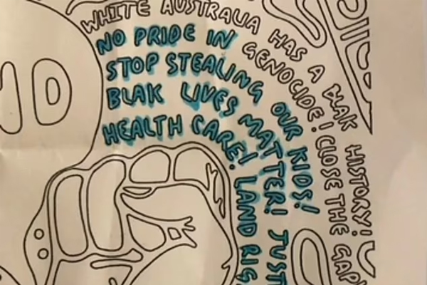 BLM colouring in posters handed to Year 1 students in NSW school