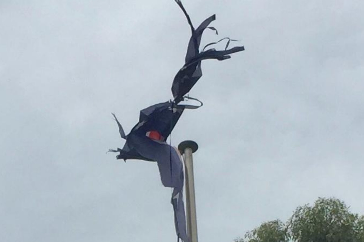 'World's saddest flag' - Tattered Australian flag barely recognisable