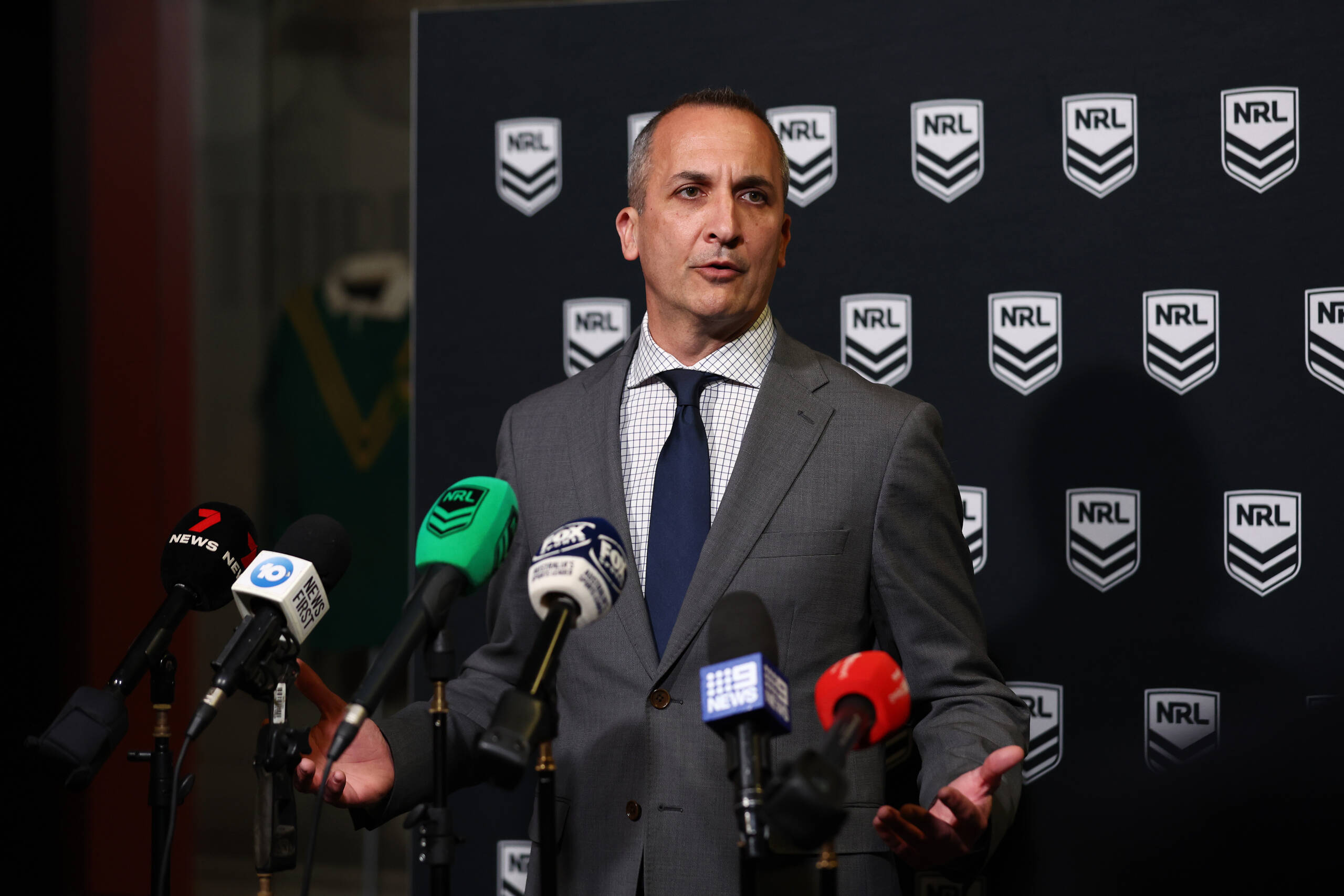 NRL CEO Andrew Abdo on finals, Bulldogs player drug test, and more